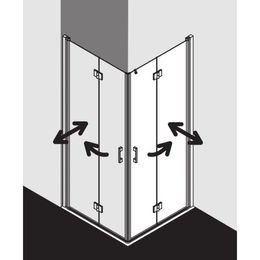 Kermi Liga Eckeinstiegsh&auml;lfte Pendel-Faltt&uuml;r LI2CR093201AK 93x200cm, silber mattglanz, ESG klar, rechts, auf Duschplatz