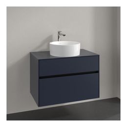 Villeroy & Boch Villeroy und Boch Collaro Waschtischunterschrank C037B0VQ 80x54,8x50cm, Waschtisch mittig, LED-Beleuchtung 5,7 W, marine blue