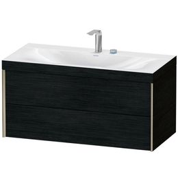 Duravit XViu Waschtisch-Unterschrank XV4616EB116C 100x48cm, 2 Schubk&auml;sten, 2 Hahnl&ouml;cher, champagner matt, Rahmen C, Eiche schwarz