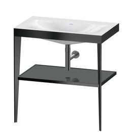 Duravit XViu Möbelwaschtisch-Kombination XV4715NB289 80 x 48 cm, ohne Hahnloch, flannel grey hochglanz, mit Metallkonsole, schwarz matt