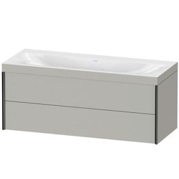 Duravit XViu Waschtisch-Unterschrank XV4617NB207C 120x48cm, 2 Schubkästen, ohne Hahnloch, schwarz matt, Rahmen C, betongrau matt