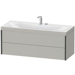 Duravit XViu Waschtisch-Unterschrank XV4617EB207C 120x48cm, 2 Schubkästen, 2 Hahnlöcher, schwarz matt, Rahmen C, betongrau matt