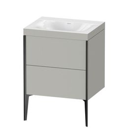 Duravit XViu Waschtisch-Unterschrank XV4709NB207C 60x48cm, 2 Auszüge, ohne Hahnloch, schwarz matt, Rahmen C, betongrau matt