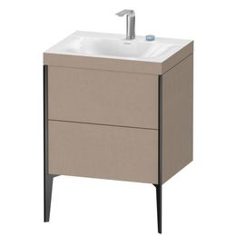 Duravit XViu Waschtisch-Unterschrank XV4709EB275C 60x48cm, 2 Ausz&uuml;ge, 2 Hahnl&ouml;cher, schwarz matt, Rahmen C, leinen
