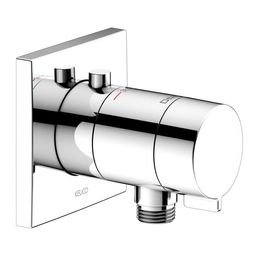 KEUCO Ixmo solo Fertigmontageset 59554010002 verchromt, Schlauchanschluss, Griff rund, Geh&auml;use und Rosette eckig
