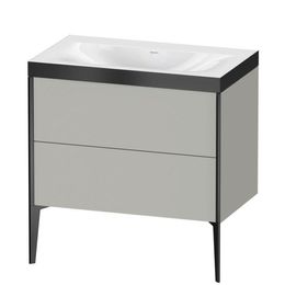 Duravit XViu Waschtisch-Unterschrank XV4710NB207P 80x48cm, 2 Auszüge, ohne Hahnloch, schwarz matt, Rahmen P, betongrau matt