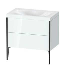 Duravit XViu Waschtisch-Unterschrank XV4710NB285C 80x48cm, 2 Ausz&uuml;ge, ohne Hahnloch, schwarz matt, Rahmen C, wei&szlig; hochglanz