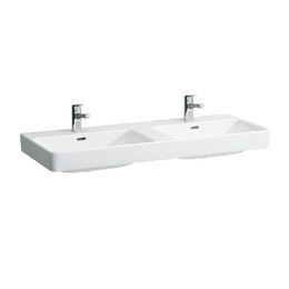 Laufen Pro s Doppelwaschtisch H8149660001041 120 x 46,5 cm, unterbaufähig, weiß, mit Überlauf, 1 Hahnloch