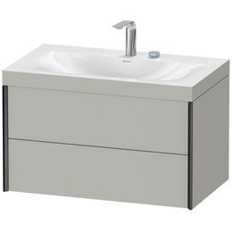 Duravit XViu Waschtisch-Unterschrank XV4615EB207C 80x48cm, 2 Schubkästen, 2 Hahnlöcher, schwarz matt, Rahmen C, betongrau matt