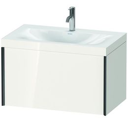 Duravit XViu Waschtisch-Unterschrank XV4610OB222C 80x48cm, 1 Auszug, 1 Hahnloch, schwarz matt, Rahmen C, wei&szlig; hochglanz