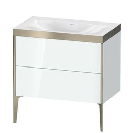 Duravit XViu Waschtisch-Unterschrank XV4710NB185P 80x48cm, 2 Ausz&uuml;ge, ohne Hahnloch, champagner matt, Rahmen P, wei&szlig; hochglanz