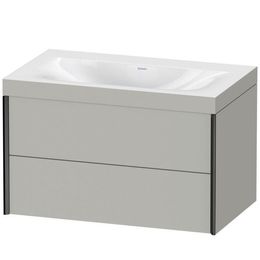 Duravit XViu Waschtisch-Unterschrank XV4615NB207C 80x48cm, 2 Schubkästen, ohne Hahnloch, schwarz matt, Rahmen C, betongrau matt