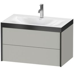 Duravit XViu Waschtisch-Unterschrank XV4615OB207P 80x48cm, 2 Schubkästen, 1 Hahnloch, schwarz matt, Rahmen P, betongrau matt