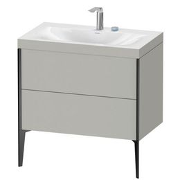 Duravit XViu Waschtisch-Unterschrank XV4710EB207C 80x48cm, 2 Auszüge, 2 Hahnlöcher, schwarz matt, Rahmen C, betongrau matt