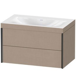 Duravit XViu Waschtisch-Unterschrank XV4615NB275C 80x48cm, 2 Schubk&auml;sten, ohne Hahnloch, schwarz matt, Rahmen C, leinen