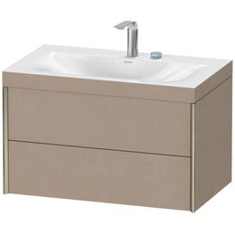 Duravit XViu Waschtisch-Unterschrank XV4615EB175C 80x48cm, 2 Schubk&auml;sten, 2 Hahnl&ouml;cher, champagner matt, Rahmen C, leinen