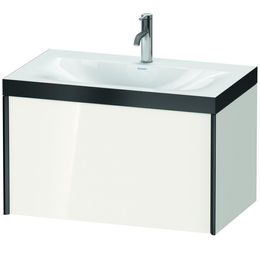 Duravit XViu Waschtisch-Unterschrank XV4610OB222P 80x48cm, 1 Auszug, 1 Hahnloch, schwarz matt, Rahmen P, wei&szlig; hochglanz