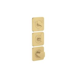 Hansgrohe Axor Citterio C Thermostatmodul 380/120, 49710250 cubic cut, Brushed Gold Optic, Unterputz, mit Rosetten