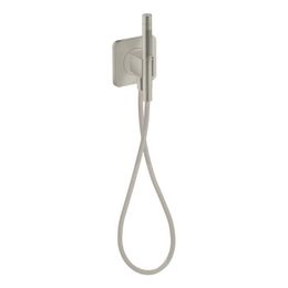 Hansgrohe Schlauchanschl.u.Brausenhalter Axor 49626800 120/120 softsquare, mit Stabhandbrause 2jet, Edelstahl Optik