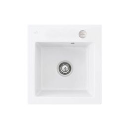 Villeroy & Boch Villeroy und Boch Subway Flächenbündige Spüle 67812FRW mit Ablaufgarnitur und Exzenterbetätigung, Stone White