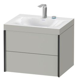 Duravit XViu Waschtisch-Unterschrank XV4614EB207C 60x48cm, 2 Schubkästen, 2 Hahnlöcher, schwarz matt, Rahmen C, betongrau matt