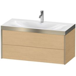 Duravit XViu Waschtisch-Unterschrank XV4616OB130P 100x48cm, 2 Schubk&auml;sten, 1 Hahnloch, champagner matt, Rahmen P, Eiche natur
