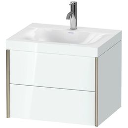 Duravit XViu Waschtisch-Unterschrank XV4614OB185C 60x48cm, 2 Schubk&auml;sten, 1 Hahnloch, champagner matt, Rahmen C, wei&szlig; hochglanz