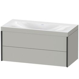 Duravit XViu Waschtisch-Unterschrank XV4616NB207C 100x48cm, 2 Schubkästen, ohne Hahnloch, schwarz matt, Rahmen C, betongrau matt