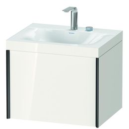 Duravit XViu Waschtisch-Unterschrank XV4609EB222C 60x48cm, 1 Auszug, 2 Hahnl&ouml;cher, schwarz matt, Rahmen C, wei&szlig; hochglanz