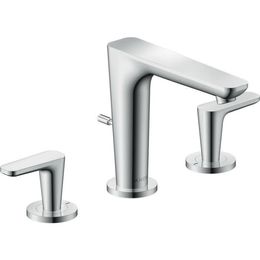 Hansgrohe Axor Citterio C Waschtisch-3-Loch-Armatur 49060000 ohne Struktur, chrom, Ausladung 135mm, Zugstangen Ablaufgarnitur