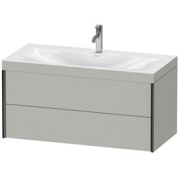 Duravit XViu Waschtisch-Unterschrank XV4616OB207C 100x48cm, 2 Schubkästen, 1 Hahnloch, schwarz matt, Rahmen C, betongrau matt
