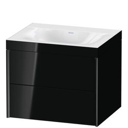 Duravit XViu Waschtisch-Unterschrank XV4614NB240C 60x48cm, 2 Schubk&auml;sten, ohne Hahnloch, schwarz matt, Rahmen C, schwarz hochglanz