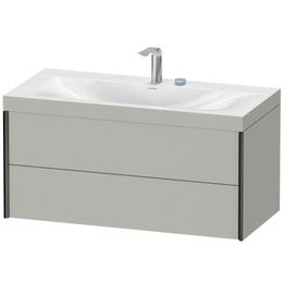 Duravit XViu Waschtisch-Unterschrank XV4616EB207C 100x48cm, 2 Schubkästen, 2 Hahnlöcher, schwarz matt, Rahmen C, betongrau matt