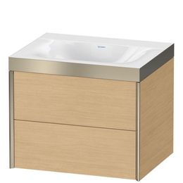 Duravit XViu Waschtisch-Unterschrank XV4614NB130P 60x48cm, 2 Schubk&auml;sten, ohne Hahnloch, champagner matt, Rahmen P, Eiche natur