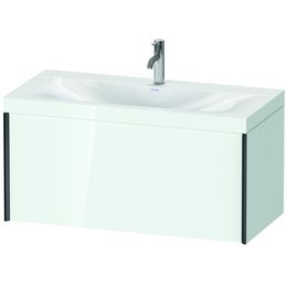 Duravit XViu Waschtisch-Unterschrank XV4611OB285C 100x48cm, 1 Auszug, 1 Hahnloch, schwarz matt, Rahmen C, wei&szlig; hochglanz
