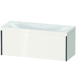 Duravit XViu Waschtisch-Unterschrank XV4612NB222C 120x48cm, 1 Auszug, ohne Hahnloch, schwarz matt, Rahmen C, wei&szlig; hochglanz