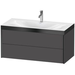 Duravit XViu Waschtisch-Unterschrank XV4616OB249P 100x48cm, 2 Schubk&auml;sten, 1 Hahnloch, schwarz matt, Rahmen P, graphit matt