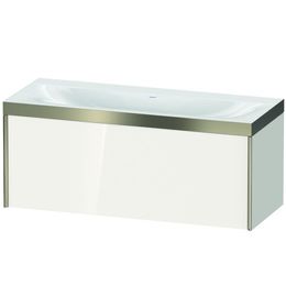 Duravit XViu Waschtisch-Unterschrank XV4612NB122P 120x48cm, 1 Auszug, ohne Hahnloch, champagner matt, Rahmen P, wei&szlig; hochglanz