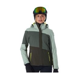 Skijacke Killtec "KSW 67 WMN SKI JCKT", Damen, Gr. 50, grau (graugrün), Obermaterial: 100% Polyester;Futter: 100% Polyester;Füllung: 100% Polyester, Jacken, Damen Skijacke: wasserdicht, atmungsaktiv, abnehmbare Kapuze