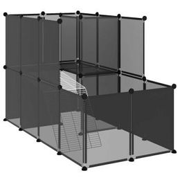 vidaXL Kleintierk&auml;fig PP Stahl Freigehege Transparent/Schwarz schwarz 1,42 m, 74 cm, 93 cm