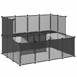 vidaXL Kleintierk&auml;fig PP Stahl Freigehege Transparent/Schwarz schwarz 1,43 m, 1,07 m, 93 cm