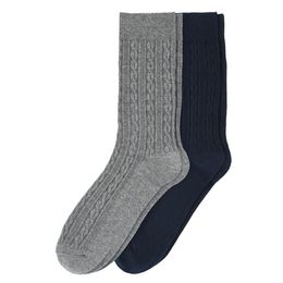 VanVaan 2 Paar Herren Socken mit Zopfmuster