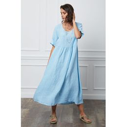 Fleur de Lin Leinen-Kleid "Gustavo" in Hellblau - 72% | Gr&ouml;&szlig;e XL | Damen-kleider