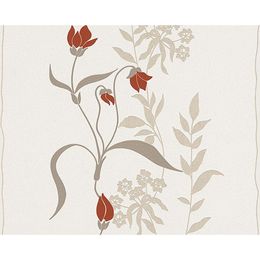 A.S. Cr&eacute;ation A.S. Cr&eacute;ation Vliestapete "Avenzio 7" Blumen beige/braun/rot 10,05 x 0,53 m