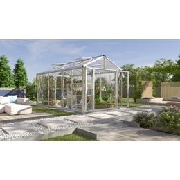 Vitavia Gew&auml;chshaus 'Zeus Comfort 11900' 266,2 x 473 cm mit 3 mm Sicherheitsglas/10 mm Hohlkammerplatten aluminiumfarben