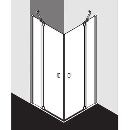Kermi Raya Eckeinstieg 2-teilig Pendelt&uuml;r mit Festfeld RAEPR09020VAK 90 x 200 cm, silber hochglanz, ESG klar, rechts, auf Duschwanne