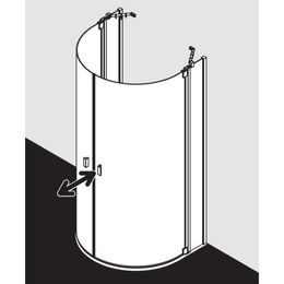 Kermi Raya Halbkreis-Duschk. Pendelt. m Festfeldern RAZ2009020VPK 107,6/85,5-88,5 x 200 cm, silber hochglanz, ESG klar Clean