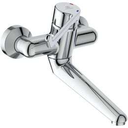 Ideal Standard CeraPlus Wand-Waschtischsicherheitsarmatur B8316AA Bedienhebel 180 mm, Ausladung 258 mm, nicht absperrbar, verchromt