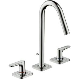 Hansgrohe Axor Citterio M 3-Loch-Waschtischarmatur 34133000 Ausladung 135mm, Zugstangen-Ablaufgarnitur, chrom