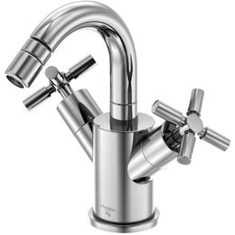 Steinberg Serie 250 Bidet-2-Griff-Armatur 2501300 chrom, mit Ablaufgarnitur